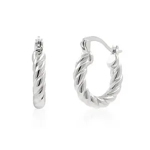 Côté Caché Twisted Rope Creole Hoop Earrings - Silver