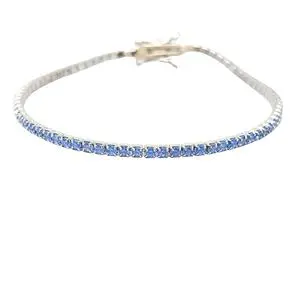 HARFI Blue / Silver Blue Topaz Gemstone Silver Tennis Bracelet - Blue/silver