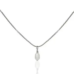 A WEATHERED PENNY Pearl Droplet Necklace - Silver