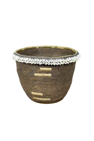 Botanical Boys Neutrals / Vintage Tutsi Basket With Cowrie Shells One Zero Six Eight - Brown