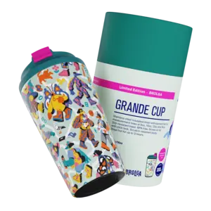 Fressko Grande 16oz / 475ml Reusable Coffee Cup, Stainless Steel Brolga - Brown