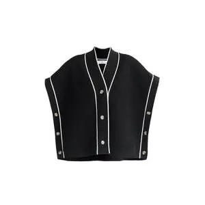 PAISIE Button Details Kimono Ribbed Cardigan - Black