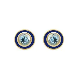 AUGUSTINE JEWELS Sky Topaz And Navy Enamel Stud Earrings - Blue