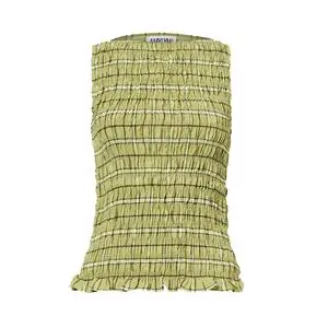 AMY LYNN Shirred Plaid Tube Top
