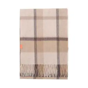 LOST PATTERN Plaid" Cashmere Scarf Coffee Cream - Brown