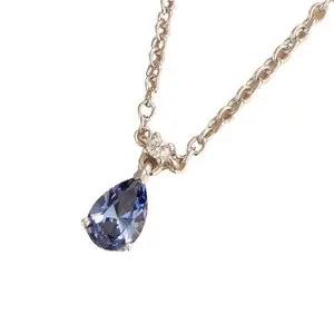 JUVETTI  Blue / White Ori Small White Gold Pendant Necklace Pastel Blue Sapphire & Diamond - Blue/white