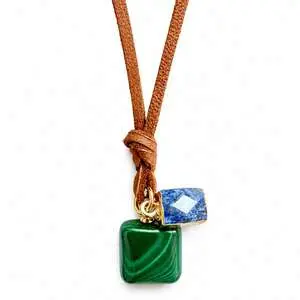 Persia Donà Jewelry Malachite X Lapis Leather Choker - Brown