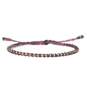 HARBOUR UK Bronn Bronze Rope Bracelet Wine - Red