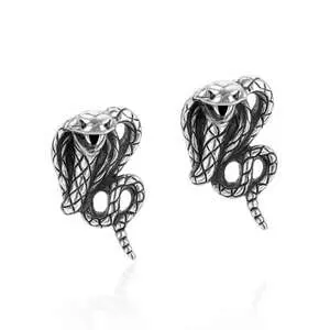 UNALOE Sterling Serpent Stud Earrings – Also Perfect For Second Piercing Jewellery - Silver