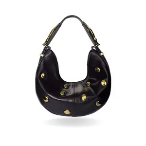 INDIGOLUSH Midi Hobo Studded Gilded Lure - Black