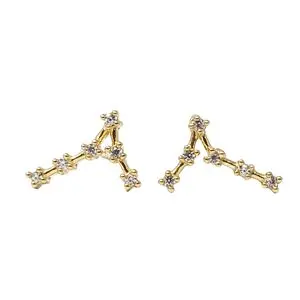 HARFI Pisces Star Sign Constellation Astrology Tiny Earrings - Gold