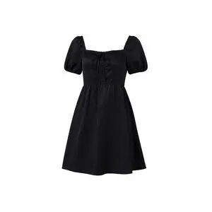 ASHITA FERNANDES Puff Sleeve Square Neck Mini Dress - Black