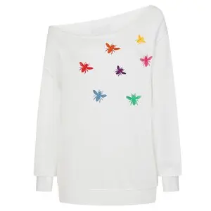 JAMES STEWARD Rainbow Bee Embroidered Sweatshirt - White