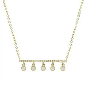 KAMARIA Diamond Bar With Drops Necklace - Gold