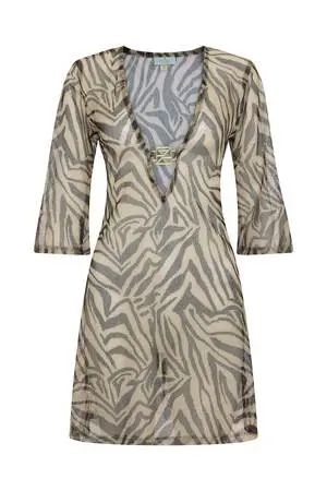 LEYLA MAYA Neutrals / Maya Beach Dress Animal Print - Black