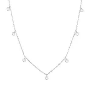 KAMARIA Dew Drops Crystal Choker Layering Necklace - Silver