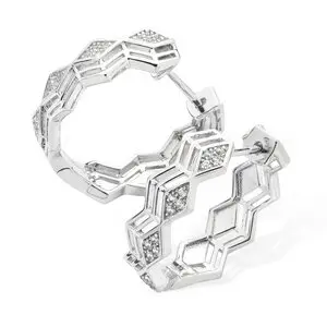 LUCY QUARTERMAINE Solid Sterling Art Deco Triangle Hoops - Silver