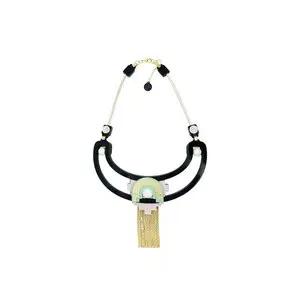 GISSA BICALHO Handmade Acrylic Necklace Tikal & Rosa Candy - Black