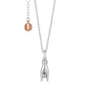 UNALOE Sterling Necklace With Horn Hand Pendant Elegance And Protective Charm - Silver