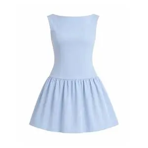 GIRL IN MIND Codi Boat Neck Low Back Mini Dresssky - Blue