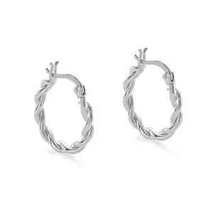 Côté Caché Small Braided Hoop Earrings - Silver