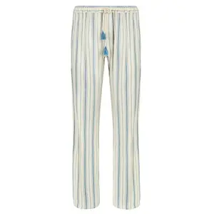 BOUTIQUE KAOTIQUE White / Blue Blue Striped Moroccan Beach Trousers - White/blue