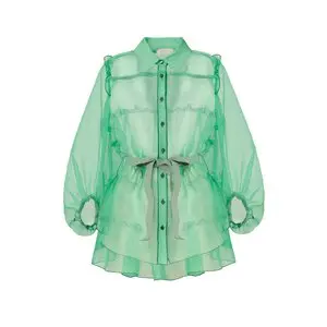 GEORGETTE Emerald Veil Blouse - Green