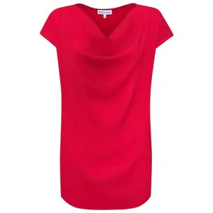 PERLAVERA Nelly Cowl Neck Top - Red