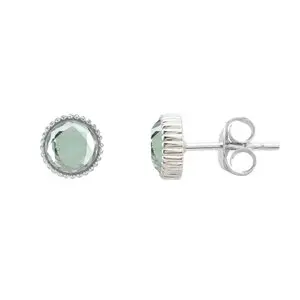 AUREE JEWELLERY Silver / Green Barcelona Silver August Birthstone Stud Earrings Green Amethyst - Silver/green