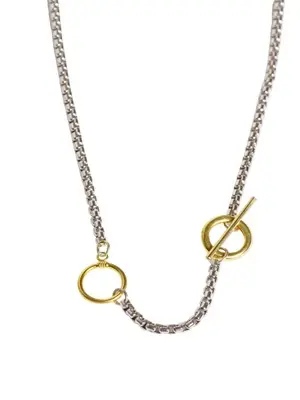 FLORENTIS JEWELLERY Silver / Gold Double Hoop Lariat Necklace - Silver/gold