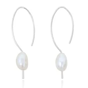 KIRI & BELLE Millie Pearl Pull Through Sterling Earrings - Silver