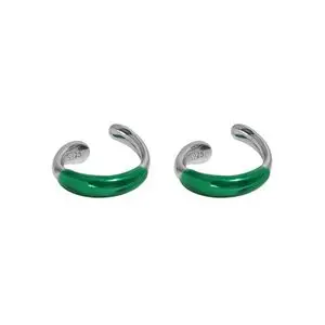 BERMUDA WATCH COMPANY Silver And Enamel Ear Cuff Set - Silver/green