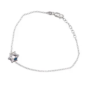 AMY DELSON JEWELRY Silver / Blue Davida London Blue Topaz Sterling Silver Star Bracelet - Silver/blue