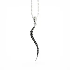 LINDA FIORE Black / Silver Swirl Necklace Silver & Black Cz - Black/silver