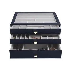 STACKERS Supersize Navy Pebble Set Of Three Drawers - Blue