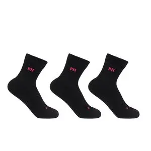 PEPER HAROW - MADE IN ENGLAND Three Pack Quarter Recycled Sport Socks - Black