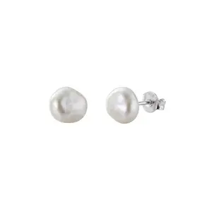 SPERO LONDON Baroque Pearl Irregular Stud Earring Sterling - Silver