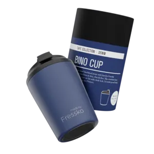 Fressko Bino 8oz / 227ml Reusable Coffee Cup, Stainless Steel Denim - Blue
