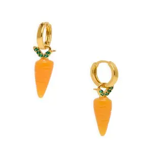 Saachi Carrot Huggie Charm Earrings - Orange