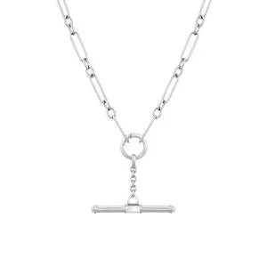 DINNY HALL Silver / White Mother Of Pearl Silver T-bar Necklace - Silver/white