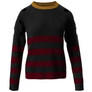 FULLY FASHIONING Black / Red Brooke Sweater Ruby & Black - Black/red