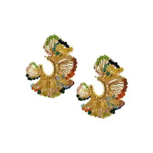 LAVISH BY TRICIA MILANEZE Multi & Rio Hoops Handmade Crochet Earrings - Gold
