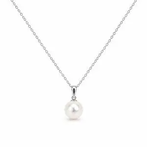PEARL CODE White Gold Necklace With Round White Freshwater Pearl - Silver