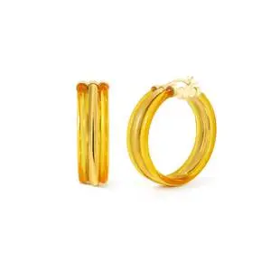 GOLD & HONEY Gold / Yellow Ridge Hoops In Honey - Gold/yellow