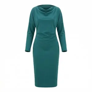 CONCEPT A TROIS Emerald Draped Midi Dress