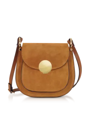 LE PARMENTIER Agave Suede & Smooth Leather Shoulder Bag Cognac - Brown