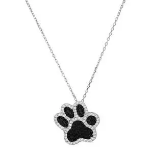 KYLIE HARPER Sterling Diamond Cz Doggy Paw Pendant - Silver