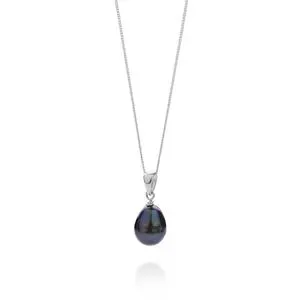 NELLOU JEWELLERY Ellen Mini Peacock Pearl Drop Necklace Sterling Silver - Blue