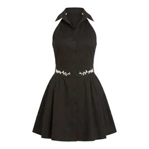 MODENAIRE Embroidered Halter Mini Dress