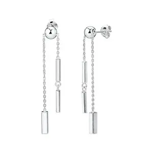 GOLD & HONEY Stud & Bar Dangle Earrings - Silver